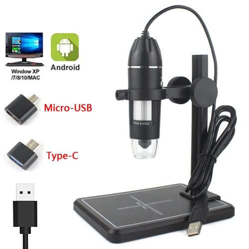 Микроскоп USB с подставкой, 500X-1500X, черный