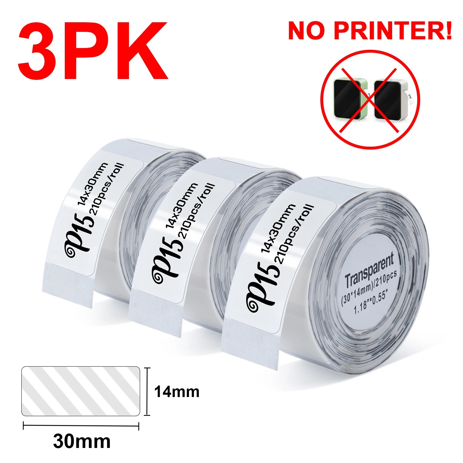 Беспроводной термопринтер этикеток Labelwell P15 3PK Transparent