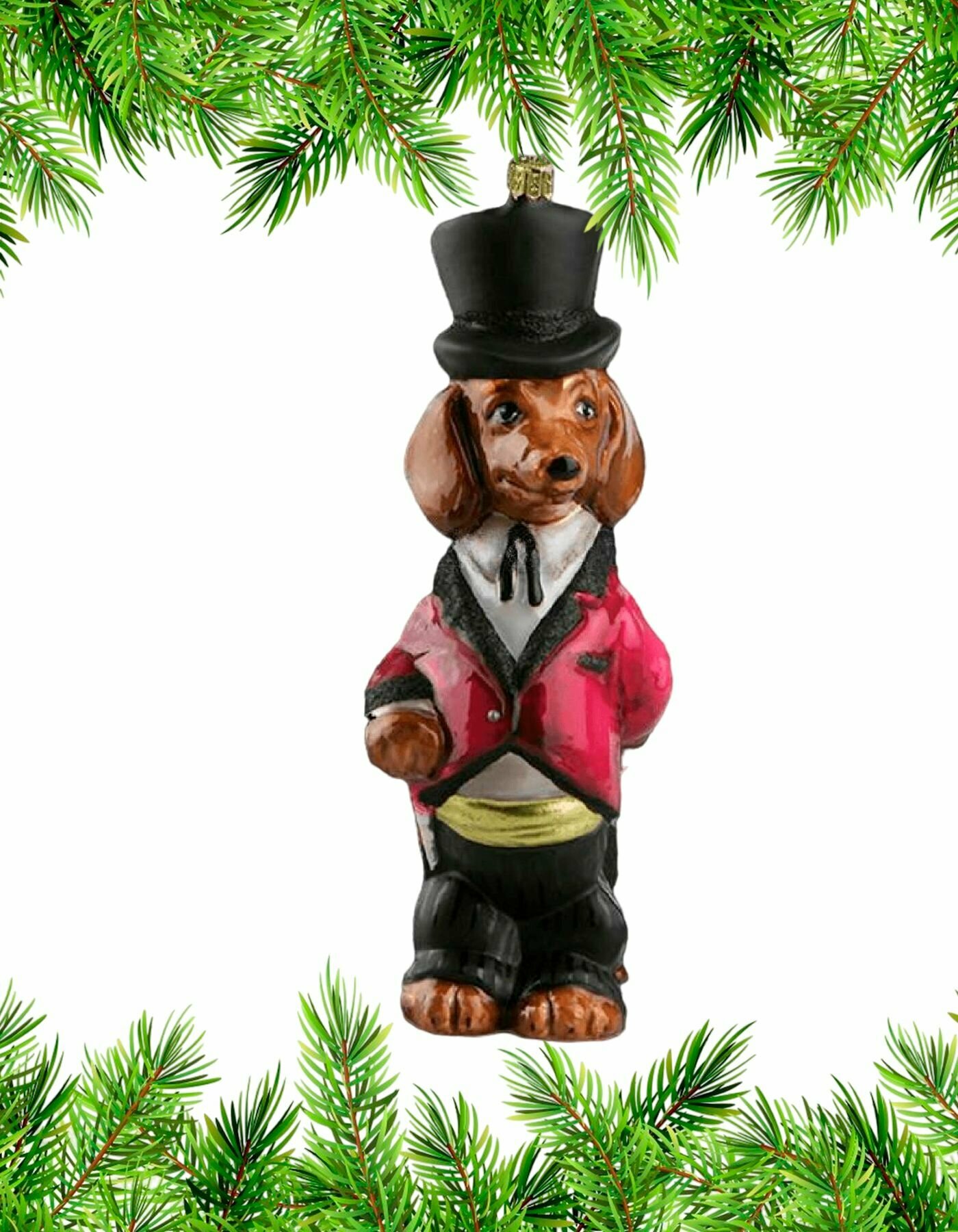 Елочная игрушка Такса в цилиндре Komozja Family