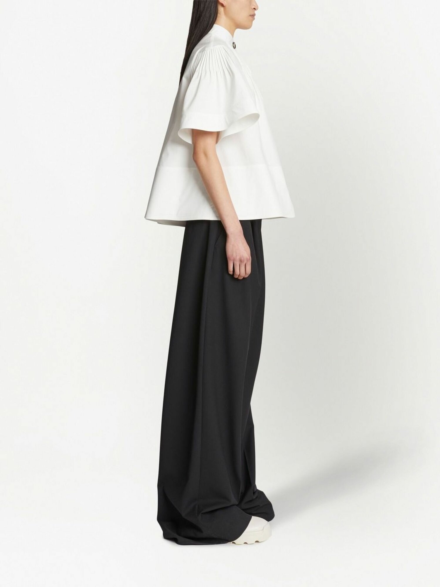 Блуза Proenza Schouler Pintuck-detail flared blouse, размер 0, белый — фото 1