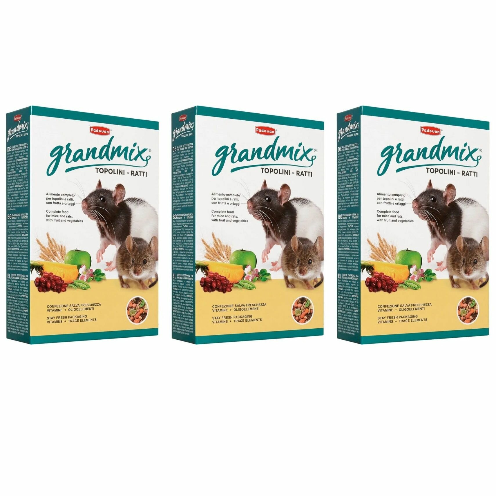 Padovan Корм для мышей и крыс Grandmix Topolini Ratti, 400 г, 3 уп