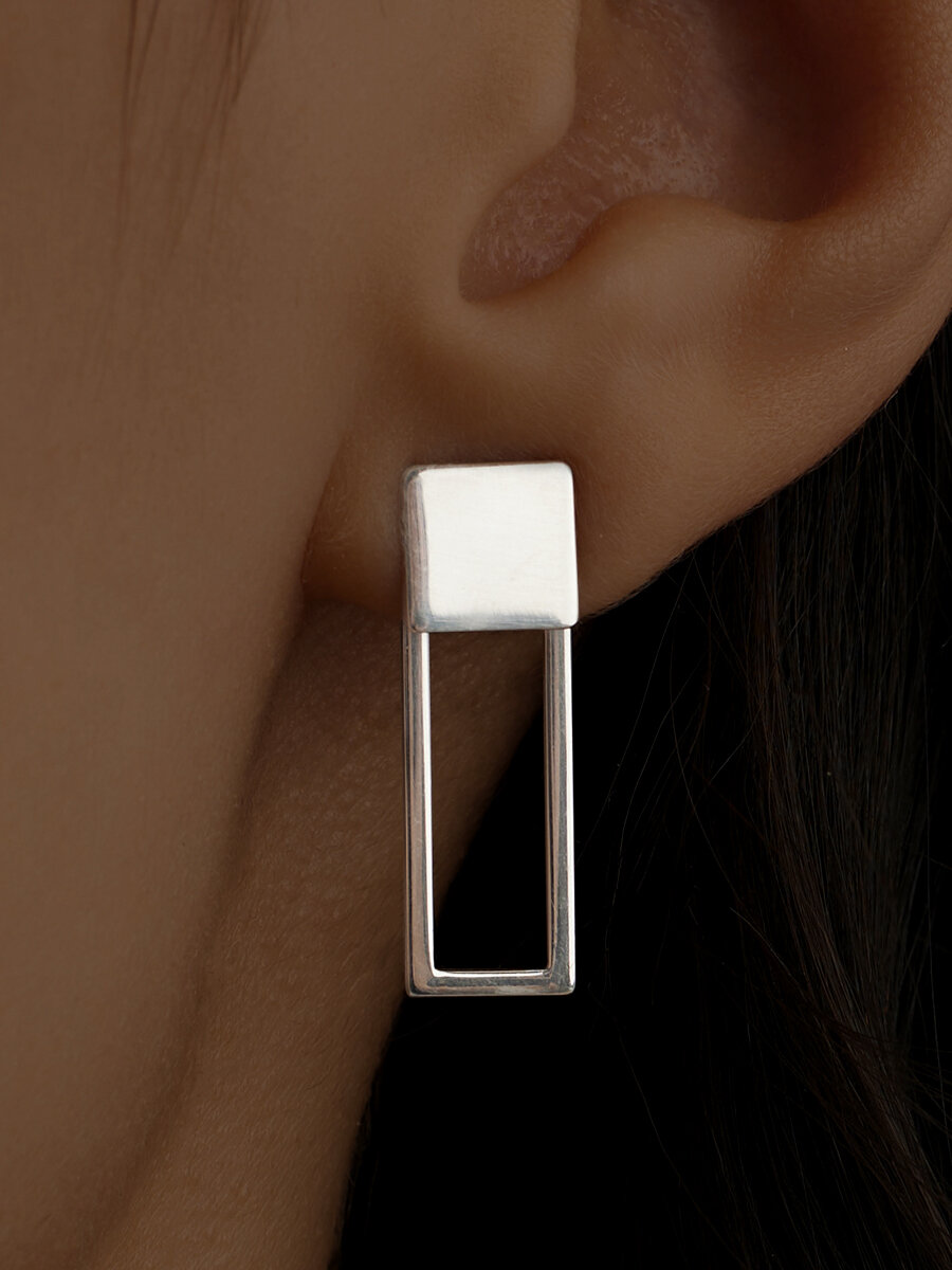 Серьги пусеты, серебро, 925 проба, родирование