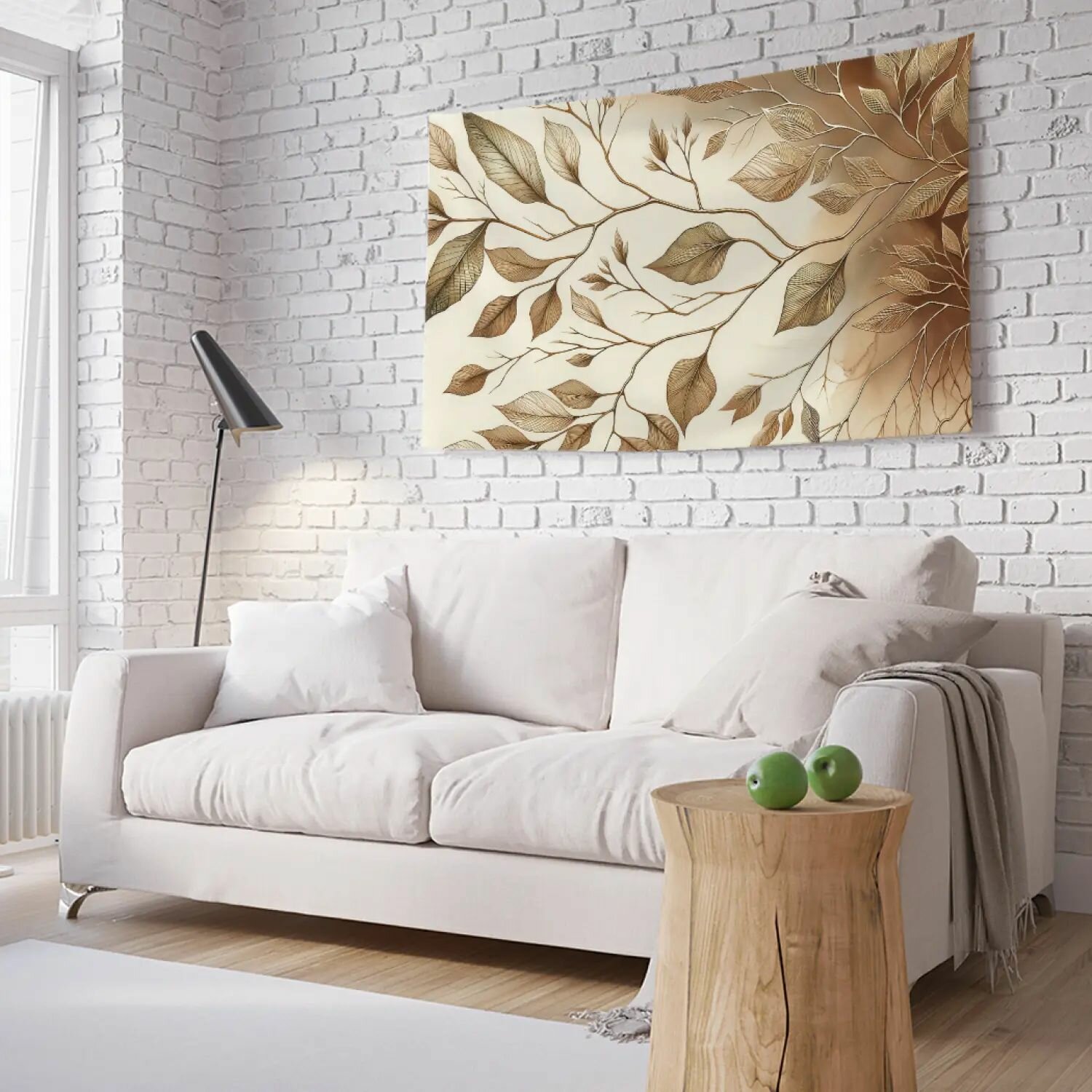 Горизонтальное фотопанно на стену JoyArty "Золотистые веточки", из ткани, 100х150 см