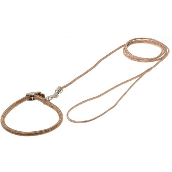 Комплект V.i.pet 6мм х 28см (21-24 см) круглый + поводок 3мм х 1,2м (кэмел) 78-2024