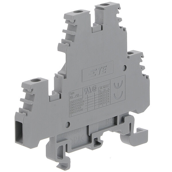 Клемма MA2,5/5. D2 1SNA115490R1300 двухуровневая винтовая серая 2,5мм2 24А 630В ширина 5мм (TE/АВВ) (2 шт. в комплекте)