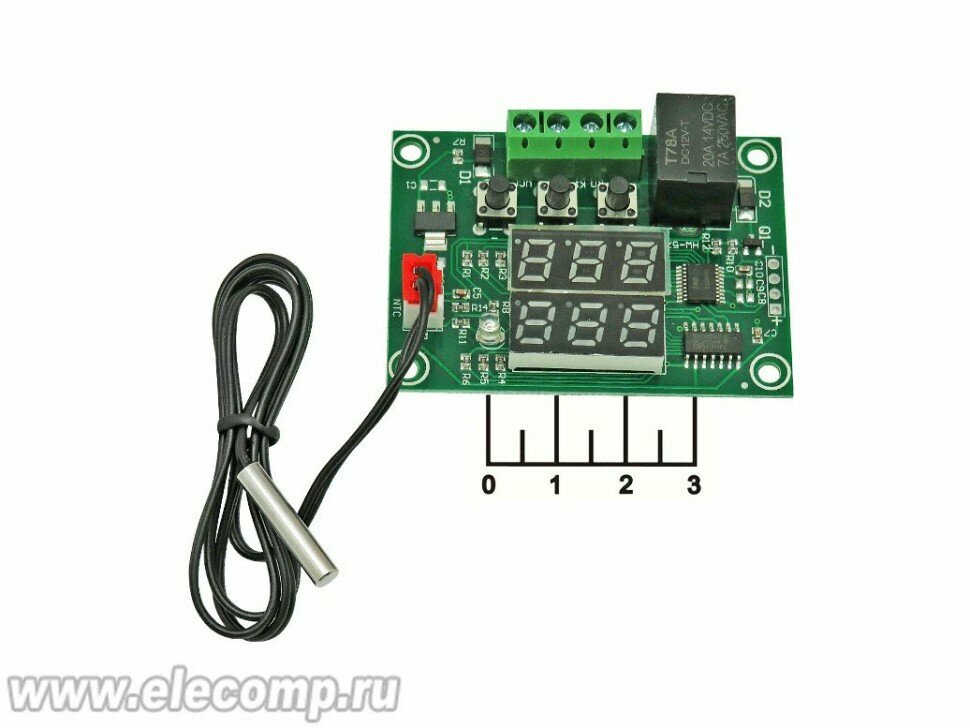 Термореле 12VDC 10A/220VAC 20А/14VDC W1219 Smart (2 индикатора)(-20.+100C)