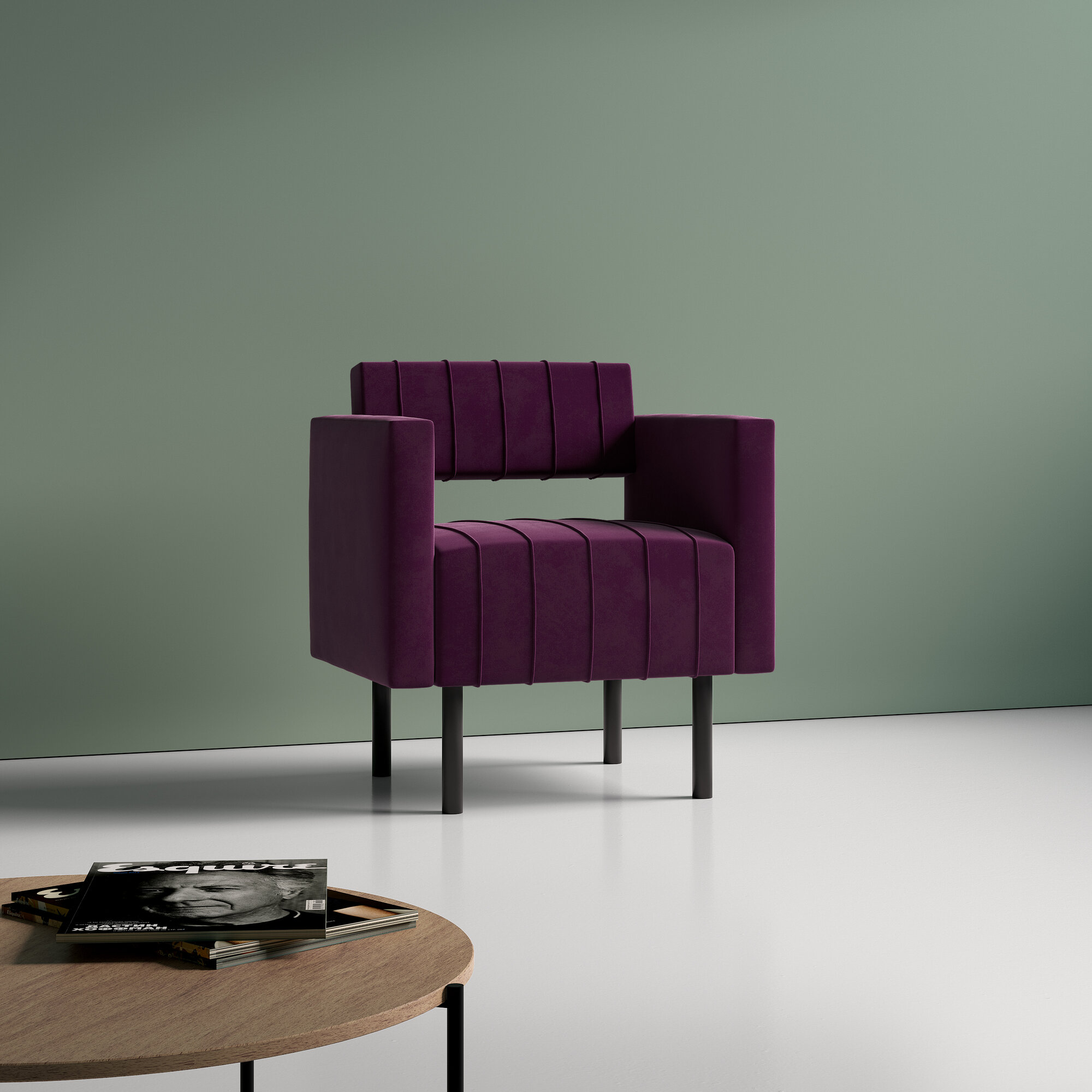Кресло RAIN, универсальное, на ножках, в офис, на кухню, в студию, антивандальный велюр, фиолетовое