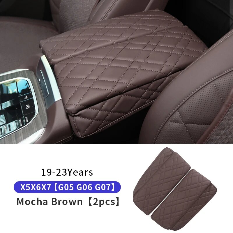 Чехол для подлокотника BMW X5 X6 X7 G05 G06 G07 LHD, защитная накладка из искусственной кожи для центральной консоли, аксессуары для интерьера автомобиля Brown 1 Pair