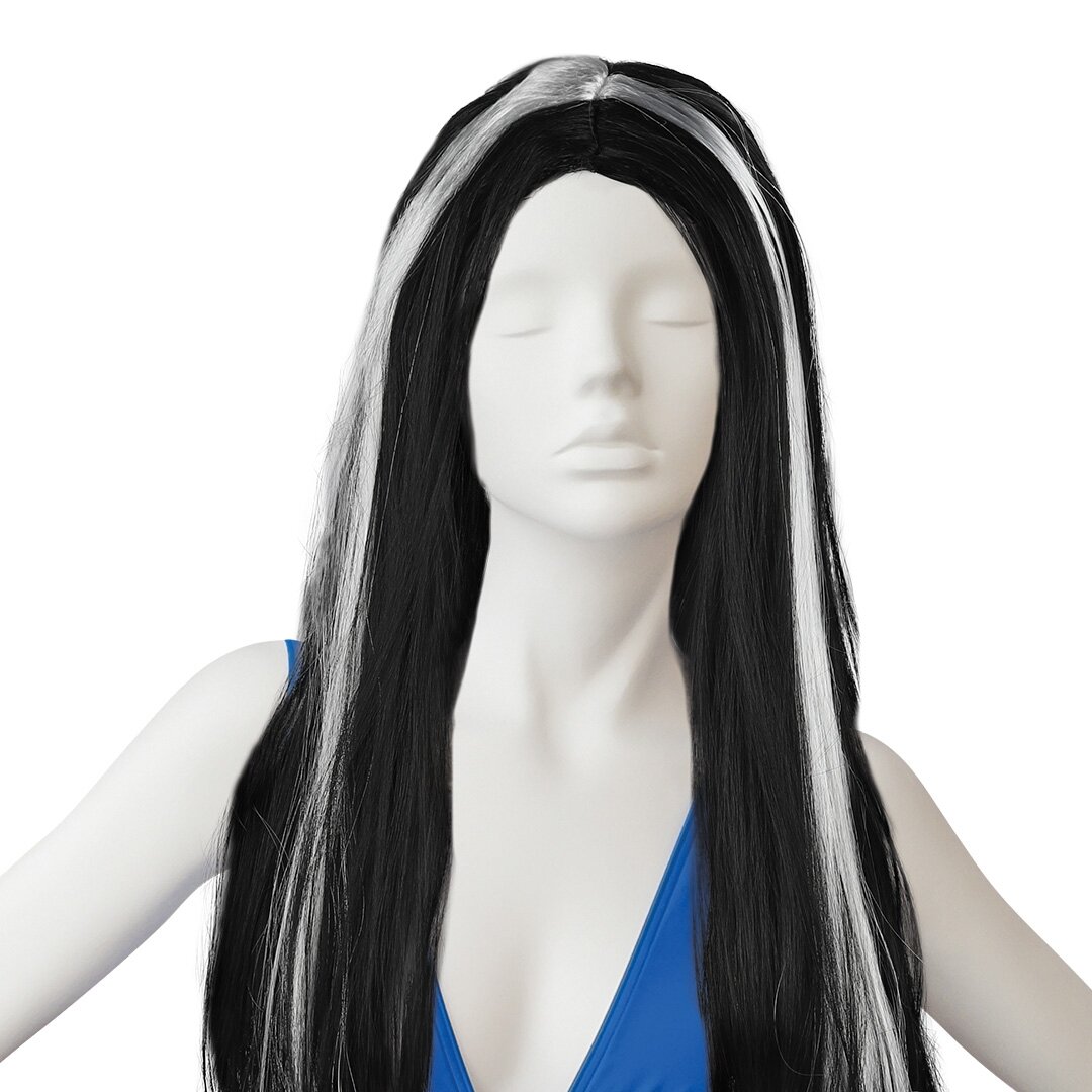 Парик карнавальный, 160 гр, Ведьма, Черный/Белый, 1 шт. в упак.