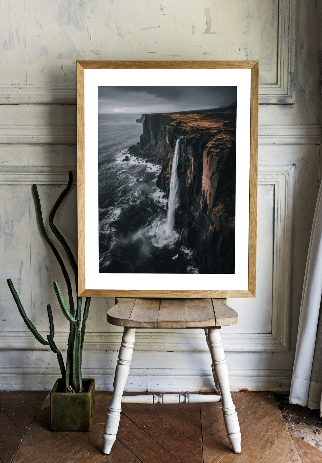 Постер "Морской утес с водопадом" 40x50 без рамы