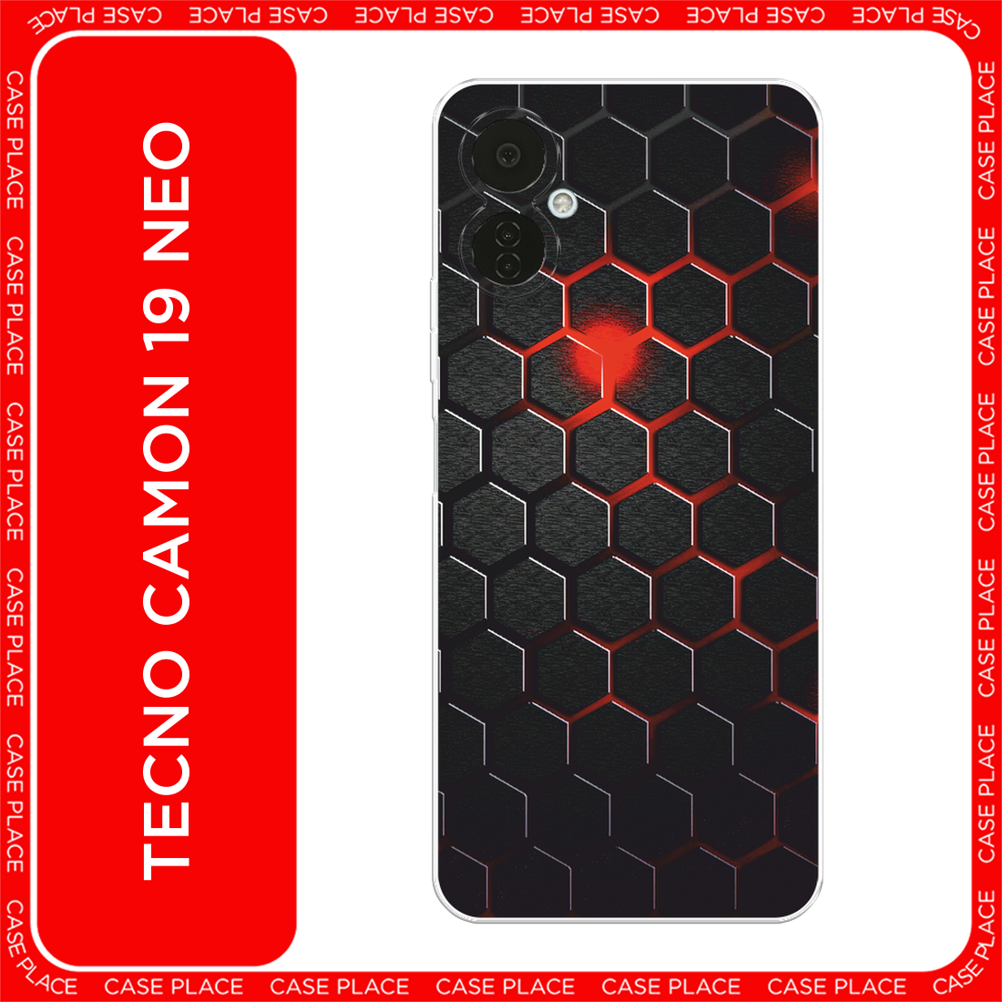 Чехол на Tecno Camon 19 Neo / Техно Камон 19 Нео с принтом Фон соты красные