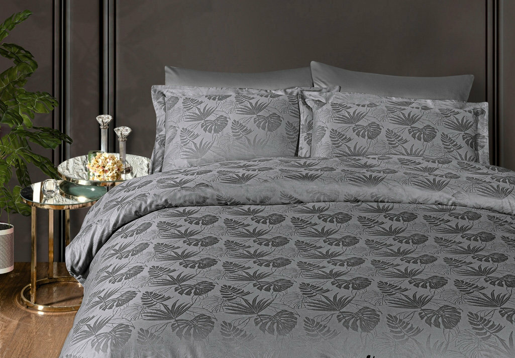 Постельное белье First Choice SATIN JACQUARD NICHOL STORM, сатин-жаккард, 100% хлопок, евро, 200х220 см, 4 наволочки