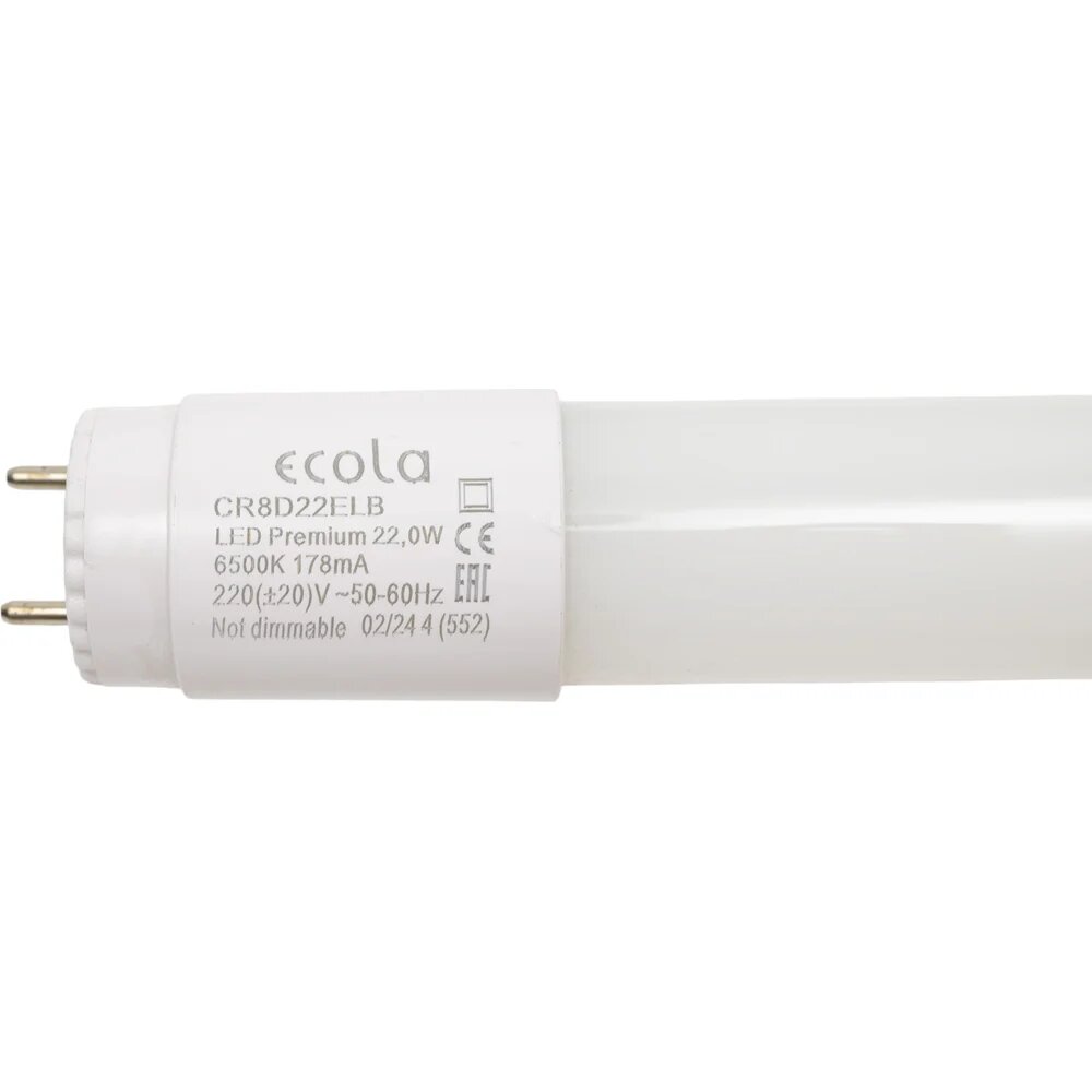 Светодиодная лампа Ecola T8 Premium G13 LED 22,0W 220V 6500K с повор. цоколями 1213x26 упак. инд. п/э.