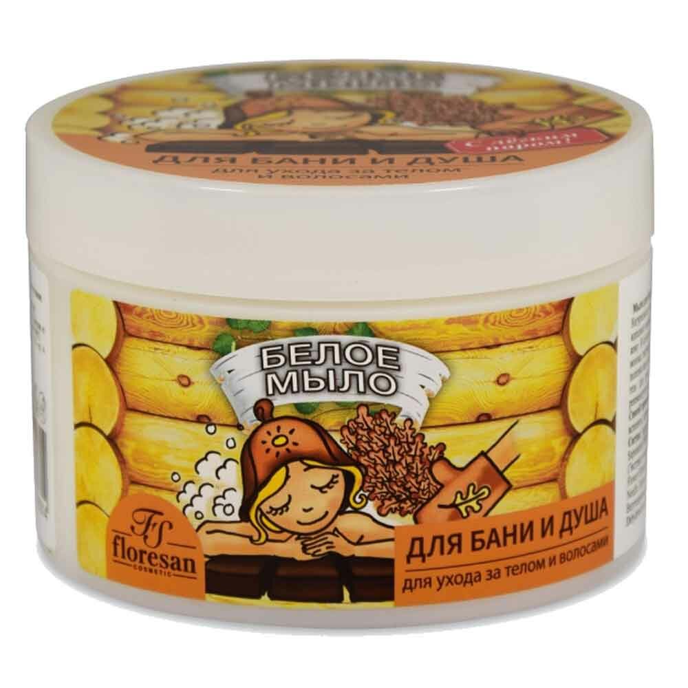 Floresan Мыло для бани и душа Ф39 Мыло натуральное Белое таежное для ухода за телом и волосами, 450 г