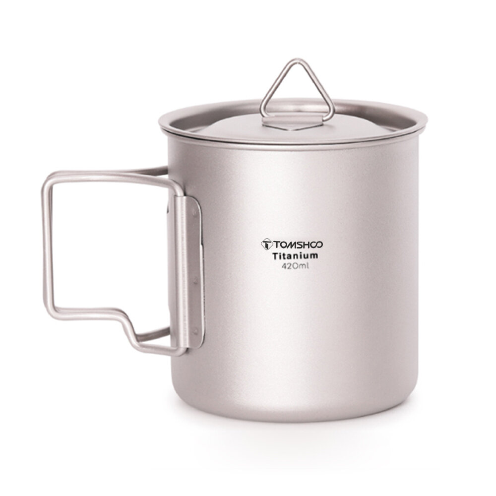 Портативная титановая чашка объемом 300 750 мл со складной ручкой, сверхлегкая кружка для воды для пикника и кемпинга для приключений на открытом воздухе