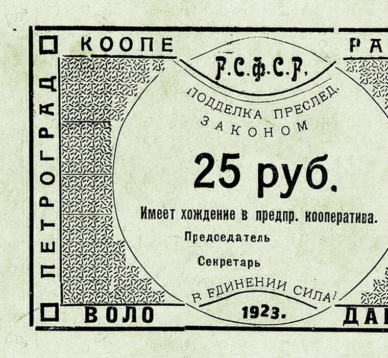 25 рублей 1923 года РСФСР Володарец сувенирная копия боны, банкноты и купюры редкие коллекционные