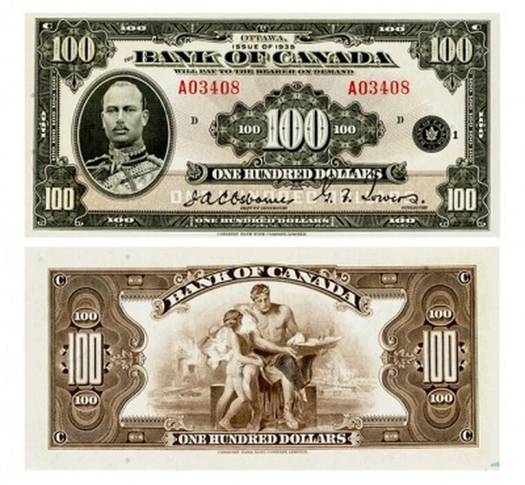 Канада 100 долларов 1935 город Оттава, сувенирная копия, банкноты и купюры редкие коллекционные