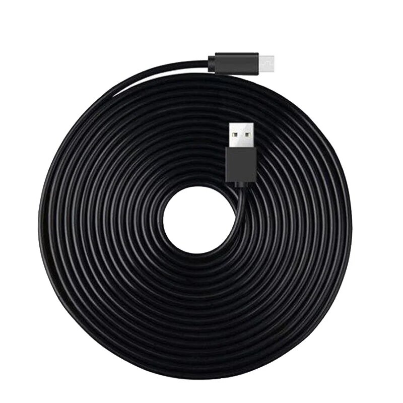 Длинный шнур зарядного устройства Micro USB 1 м 2 м 3 м 5 м 6 м 7 м 8 м 10 м кабель для зарядки даты для телефонов/камеры видеонаблюдения/Ip/монитора 7m, Black