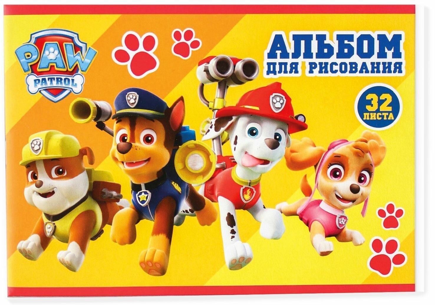 Альбом детский для рисования Щенячий патруль на скрепке, формат А5, 32 листа, плотность 100 г/м2