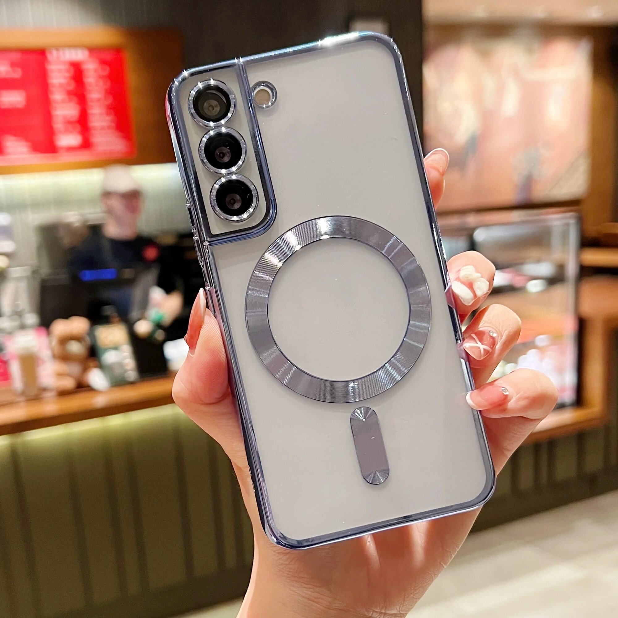 Прозрачный чехол Magsafe для Samsung S24 FE Sierra Blue