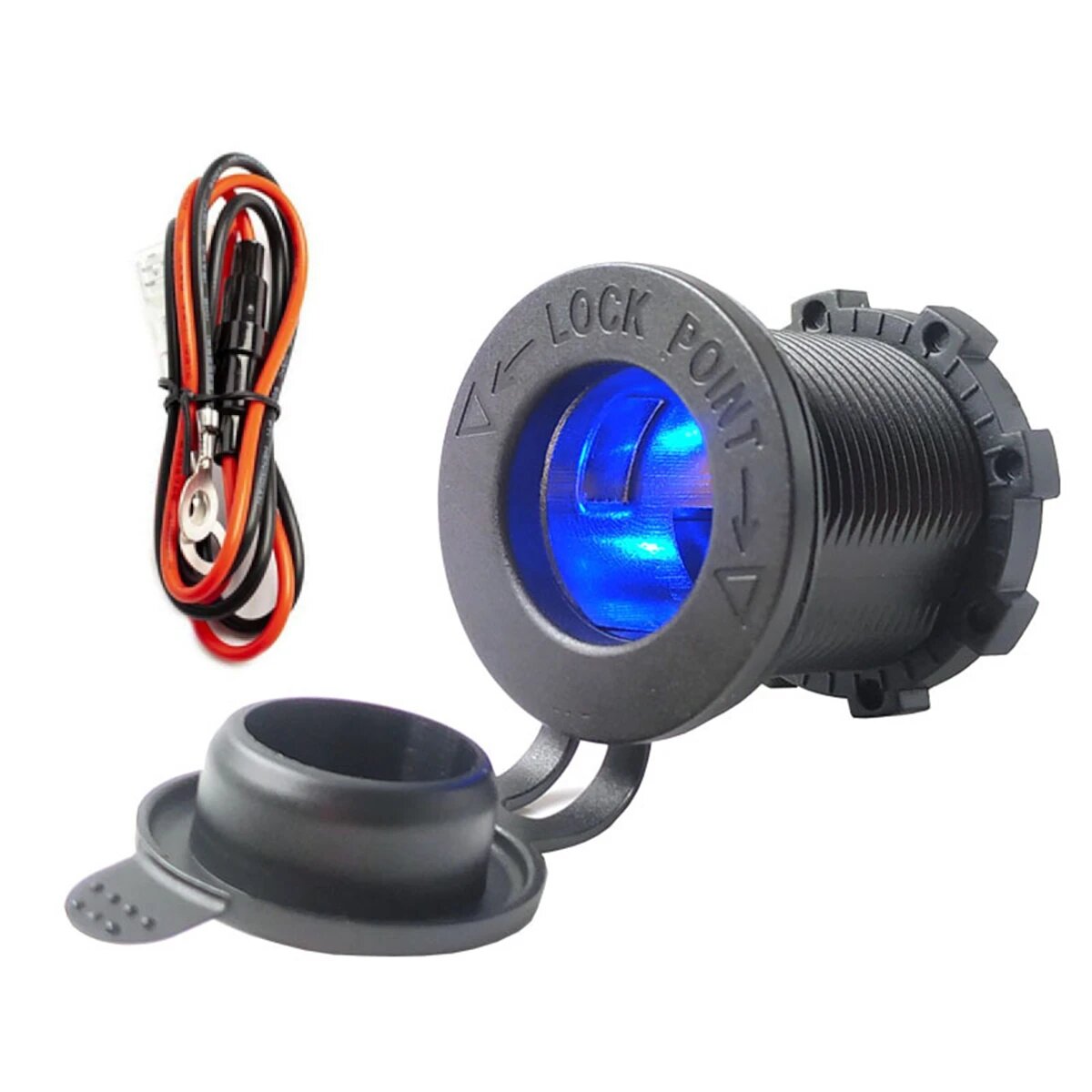 Водонепроницаемый прикуриватель 12/24В с LED подсветкой Blue 2