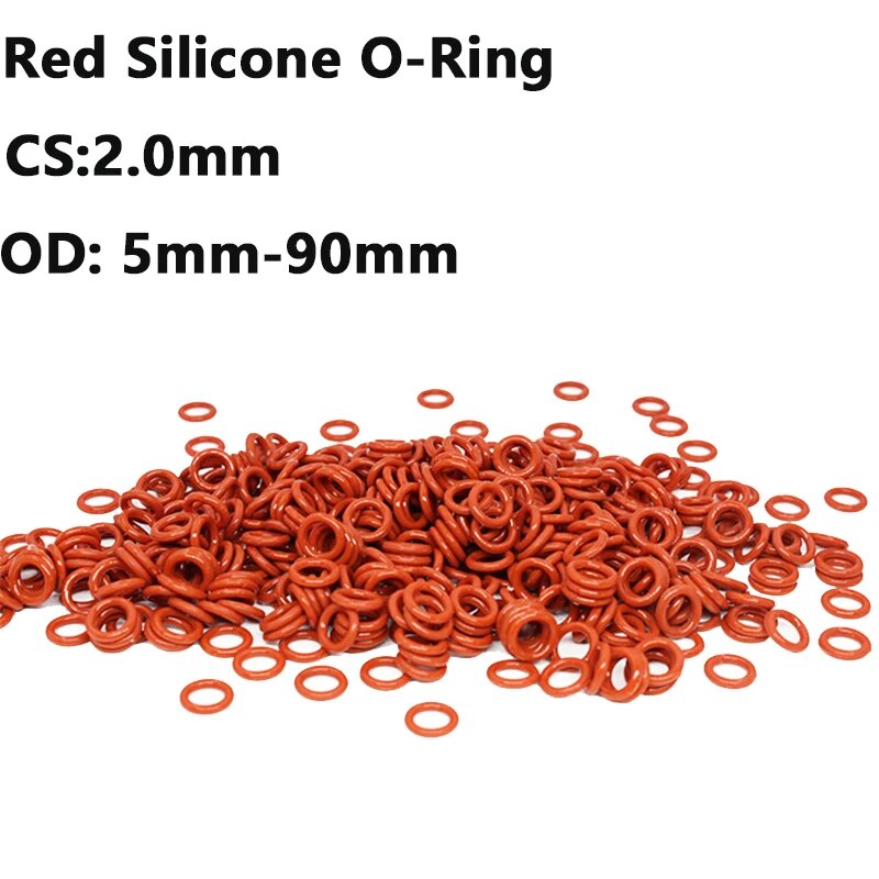 Красные силиконовые уплотнительные кольца 2 мм OD 20mm CS 2mm, 50PCS