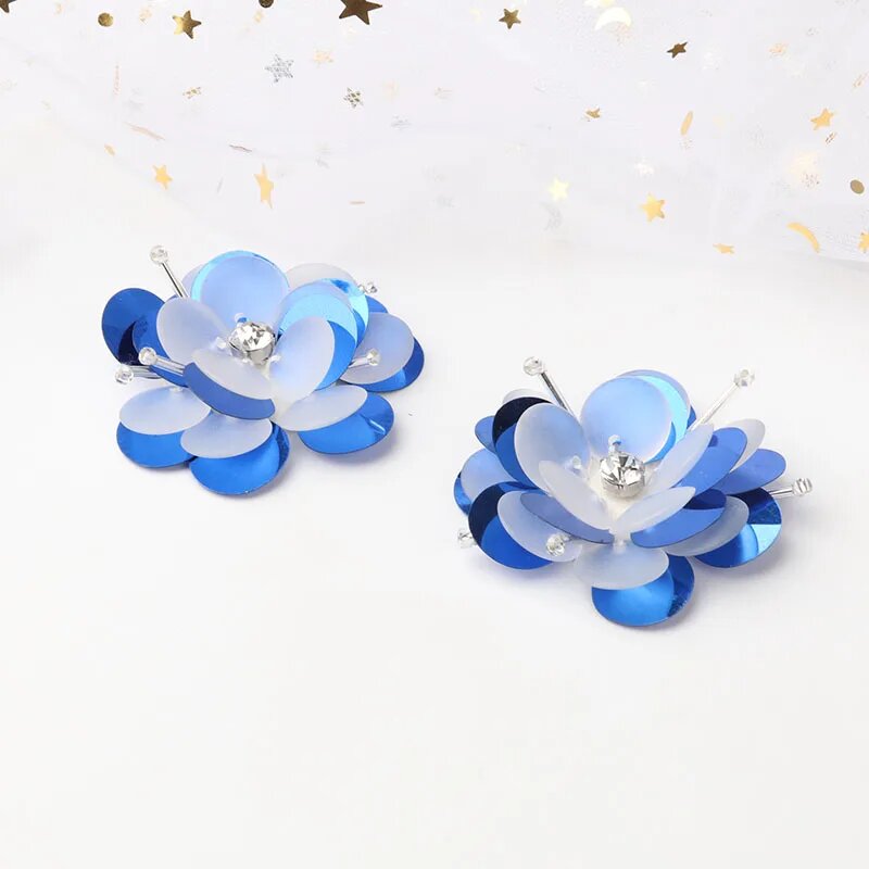 Цветочные аппликации с блестками isequins Синий, 5cm Royal Blue