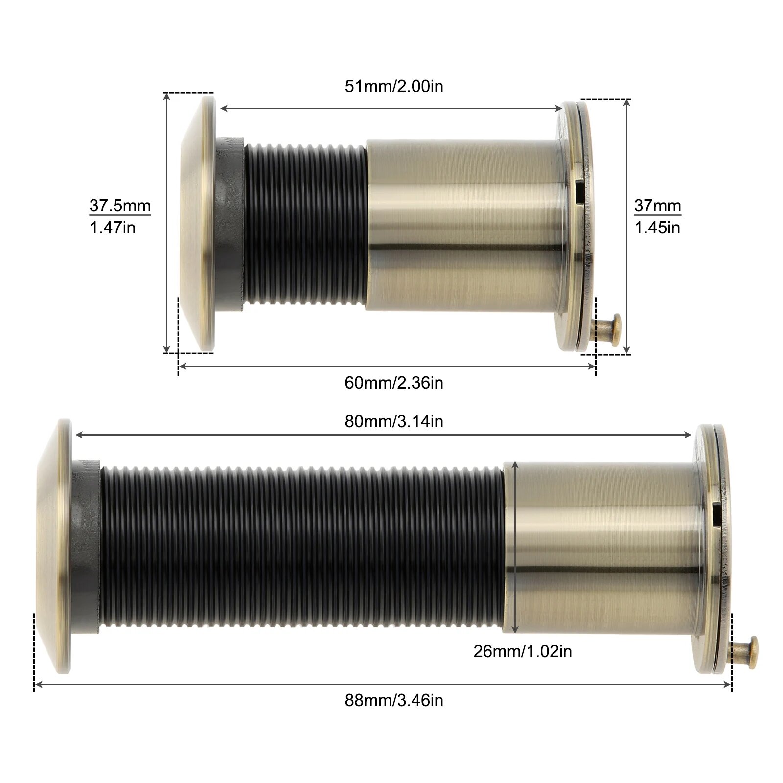Цинковый дверной глазок 200 градусов Bronze