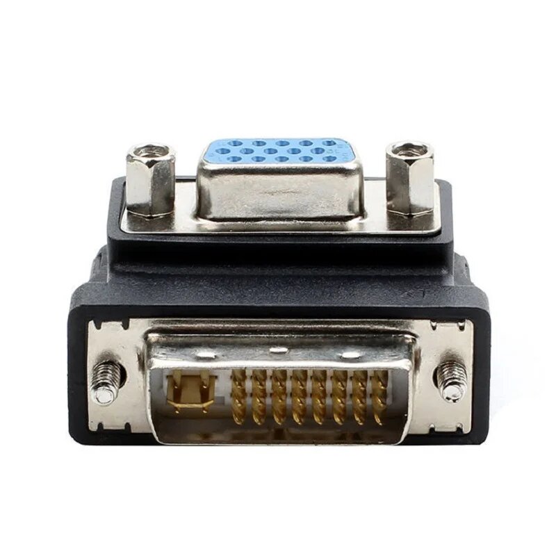 DVI-I 24+5 Male to VGA 15 Pin Female 90 Degree Adapter