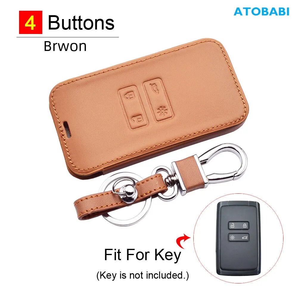 Кожаный чехол для ключей автомобиля для Renault Captur Koleos Kadjar Arkana Megane Clio Dacia Duster Sandero Stepway, чехол с дистанционным управлением Brown