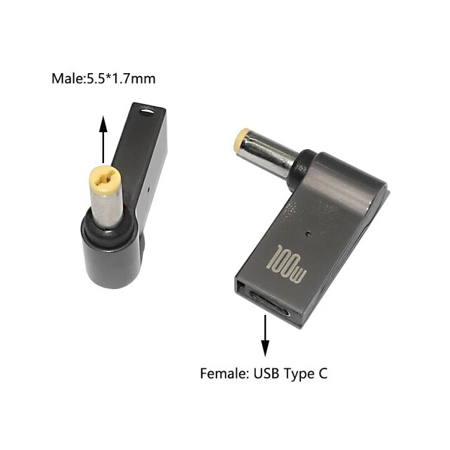 Адаптер питания USB-C 100W, 5.5-1.7mm
