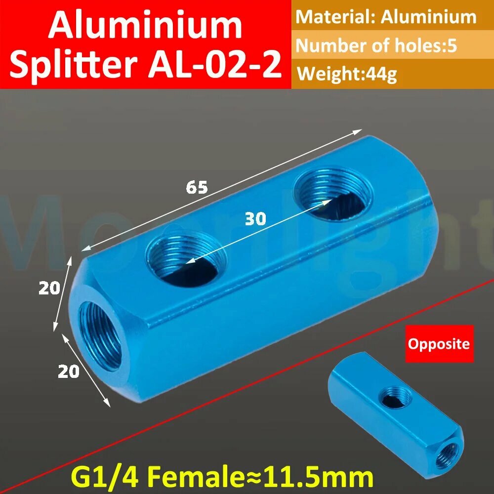 Алюминиевый пневматический распределитель 1/4" AL-02-2P