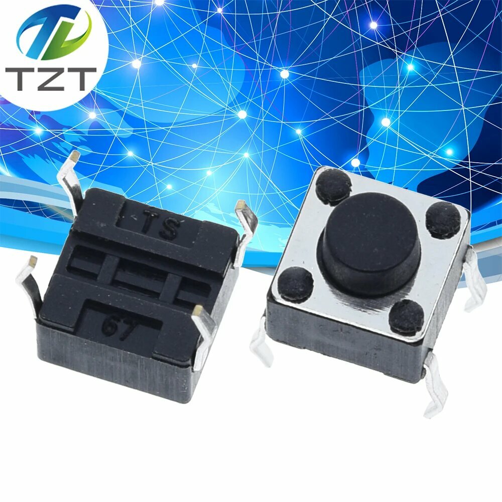 50 шт. Тактильный кнопочный переключатель TZT Tactile Switch 6x6x5 мм