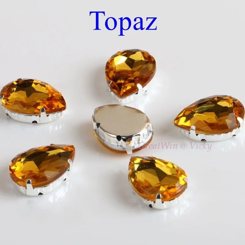 Стразы стеклянные каплевидные Topaz 7x10mm 20шт