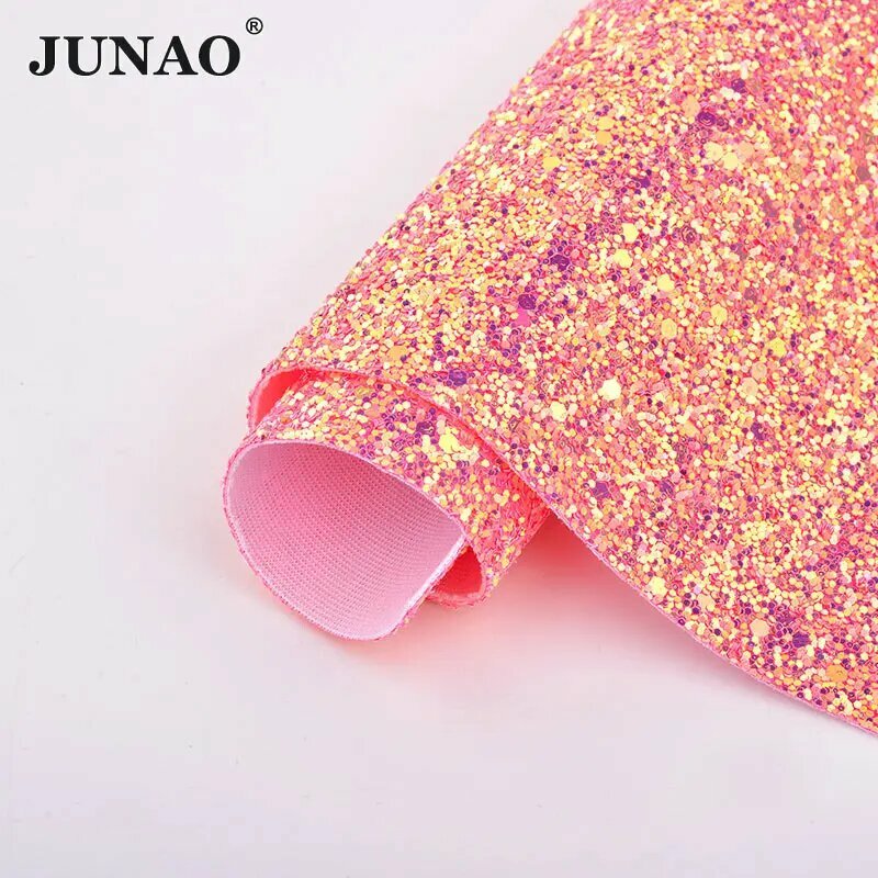 Искусственная кожа JUNAO для рукоделия 20x34 см Розовый, Dark Pink AB