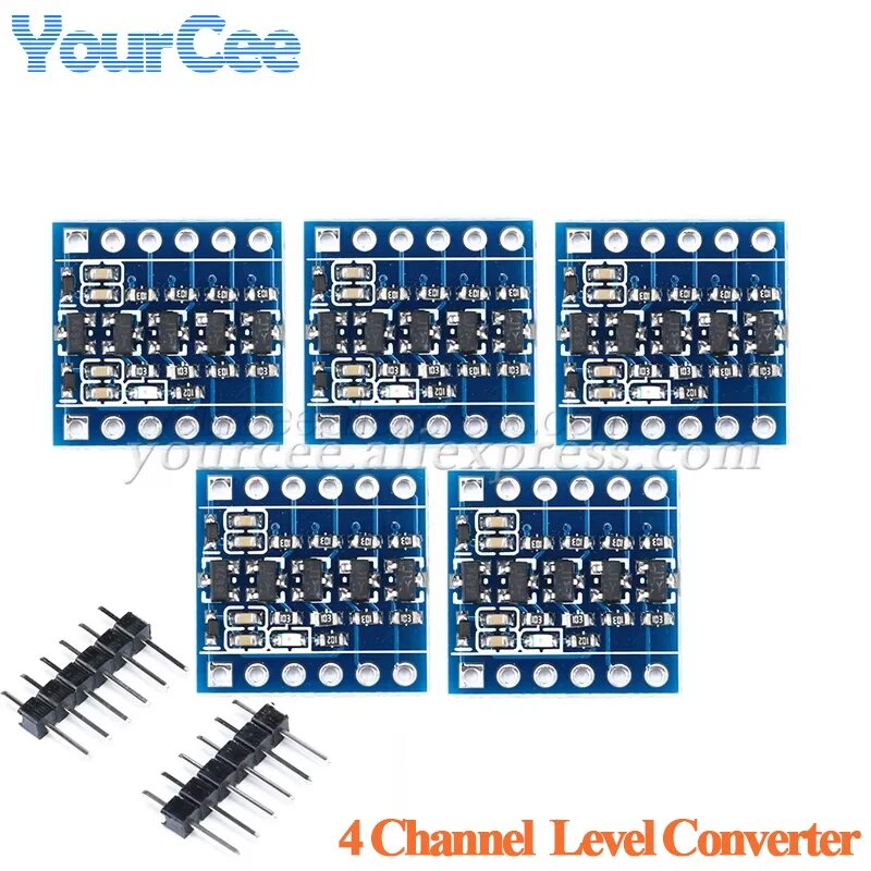 2/4-канальный преобразователь уровней IIC I2C Logic UART SPI TTL 5В в 3.3В Синий, 5pcs 4 Channel