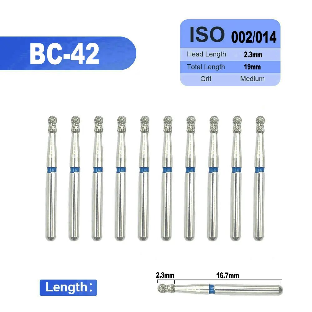 Стоматологические боры BC-42, ISO 002/014, 10 шт.