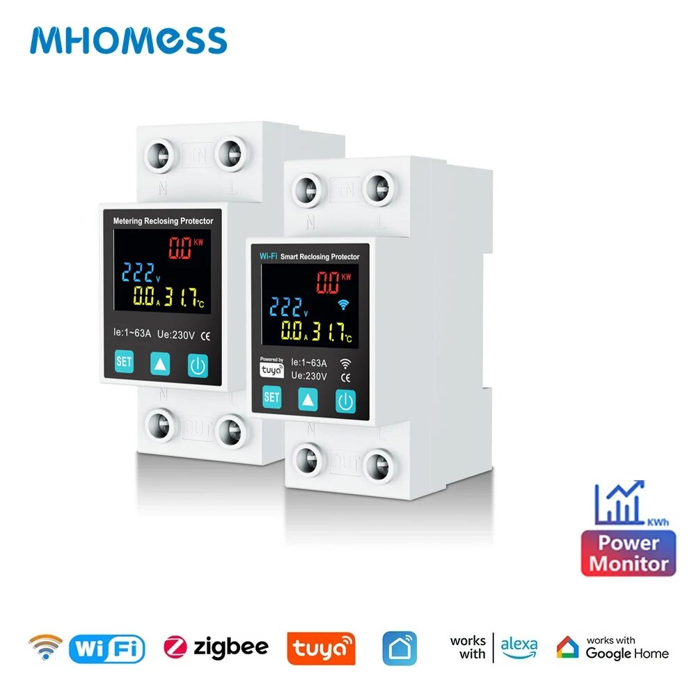 1P 1-63A Tuya WiFi ZigBee Умный автоматический выключатель Переключатель со zigbee version