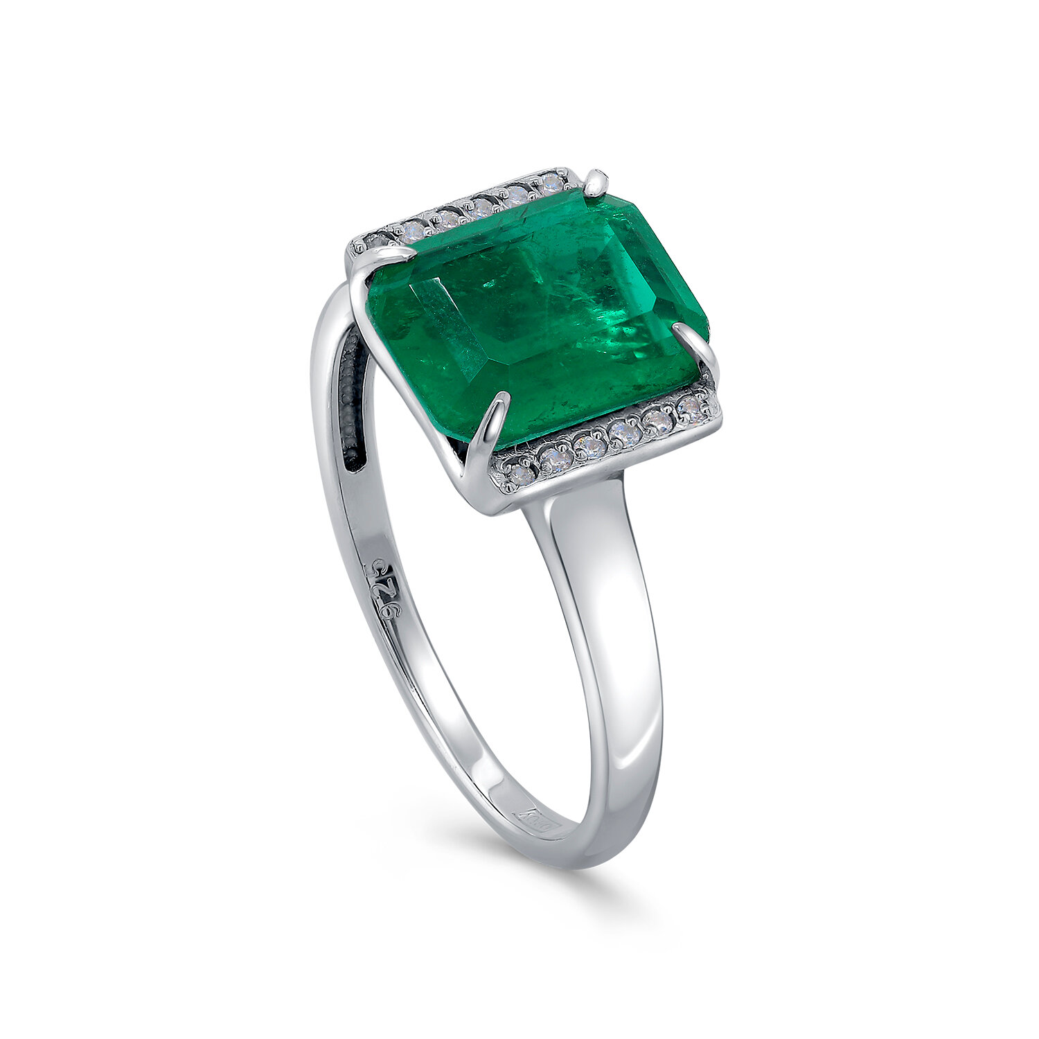 Кольцо, серебро, 925 проба, алпанит, фианит