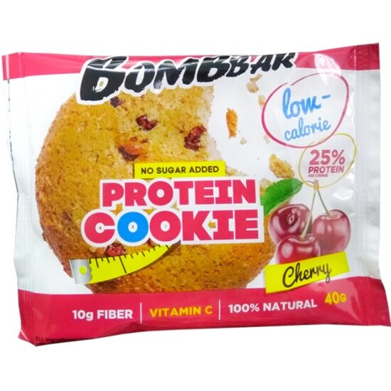 Печенье Bombbar низкокалорийное протеиновое Вишня, 40 гр.