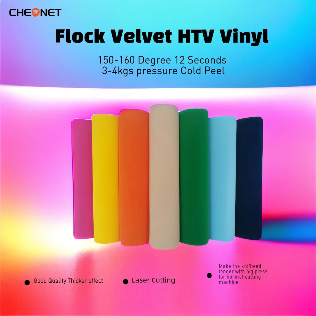 CHEONET бархатный флок винил для термопечати 7 Colors Kit