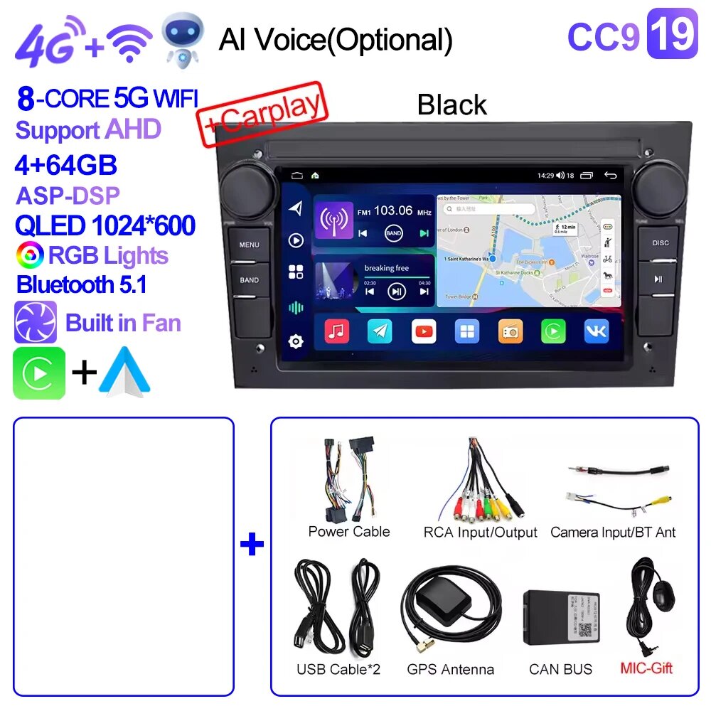 Автомобильный радиоприемник CAIXI 2 Din Android 12, мультимедийный для Opel Astra H G J Antara vectra c b Vivaro astra H corsa c d zafira b Carplay GPS