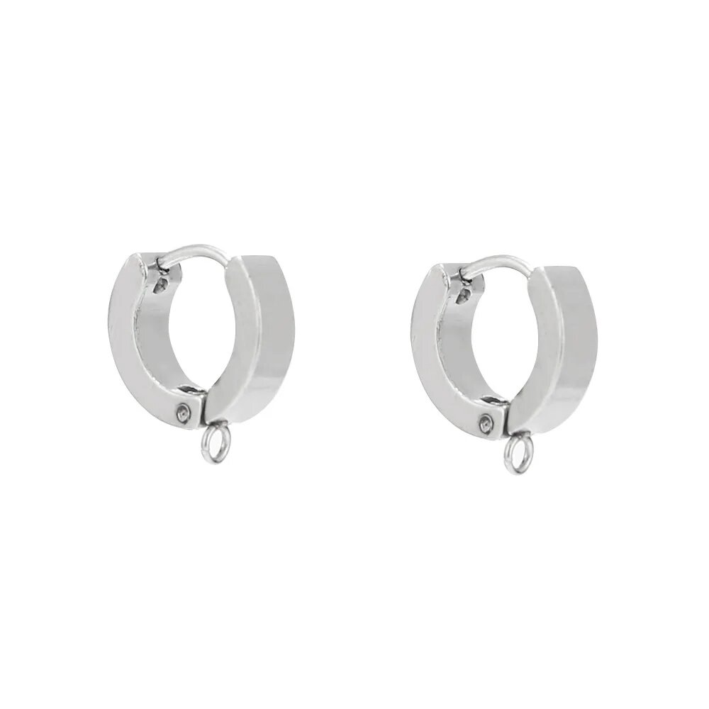 Обручи для сережек из нержавеющей стали, Steel Color, 10 шт.