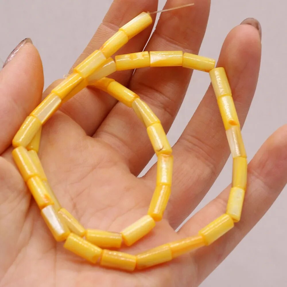 Желтые бусины из ракушек, Yellow, 6 мм