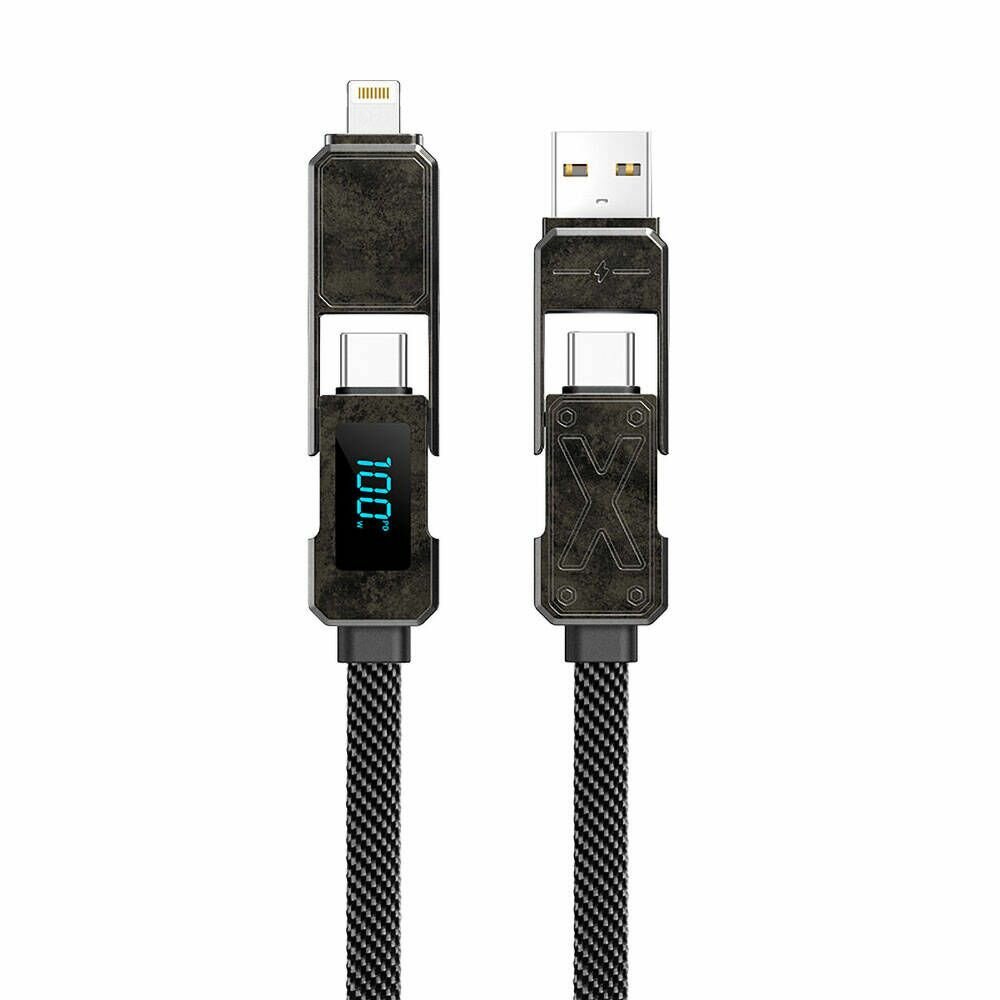 Кабель Wiwi Wi-C039 TITAN USB-A+USB-C to USB-C+iP 100W, Черный