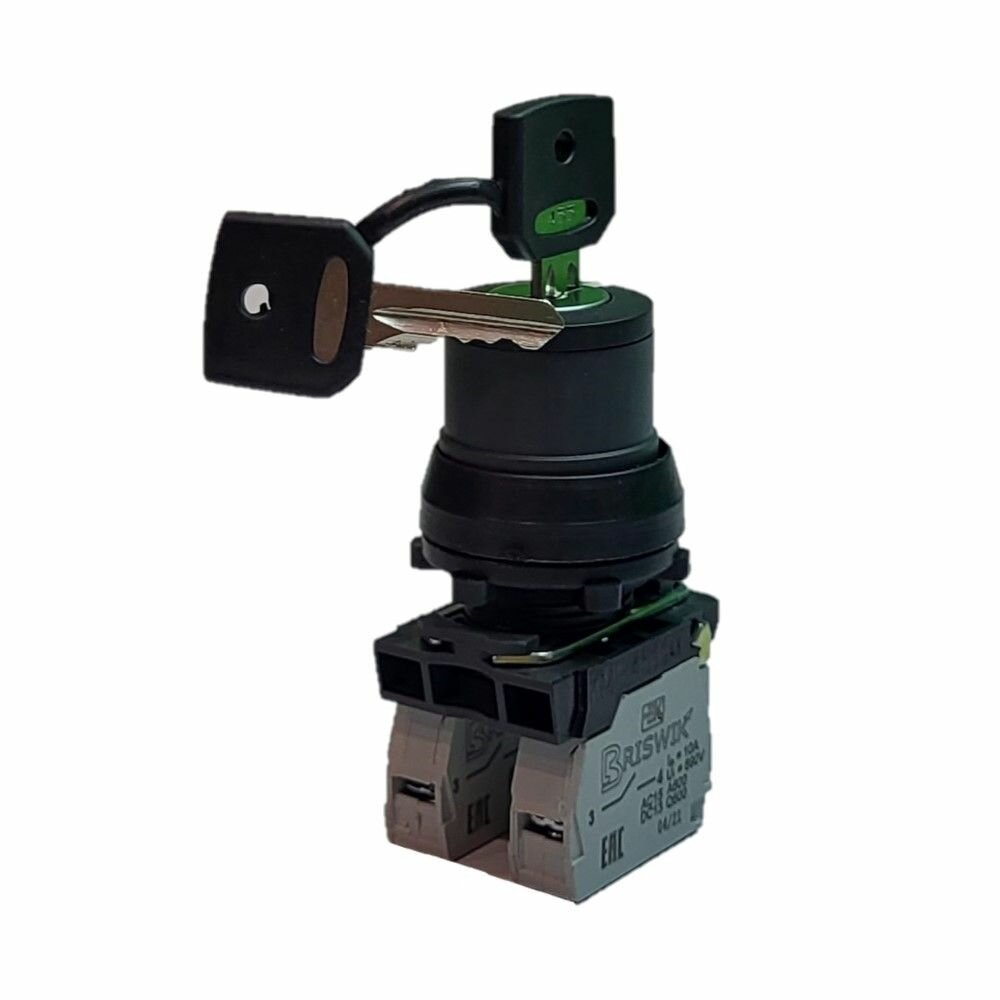 Переключатель Briswik ПЕ 171/1м черный 2но+0нз Ключ с фикс 2-поз , во вкл. сост. не вынимается IP40 УХЛ3 10А