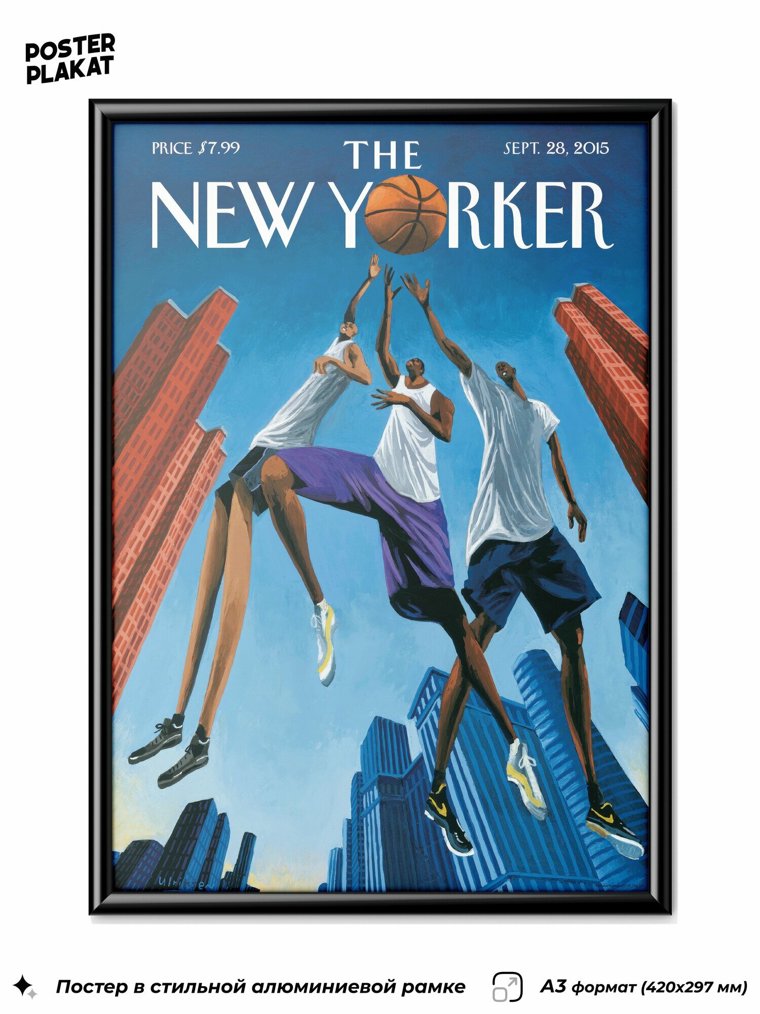Постер с обложкой The New Yorker, Нью Йоркер, выпуск 28 сентября 2015 г, на стену для интерьера, в раме, А3 (420х297 мм), Постер Плакат