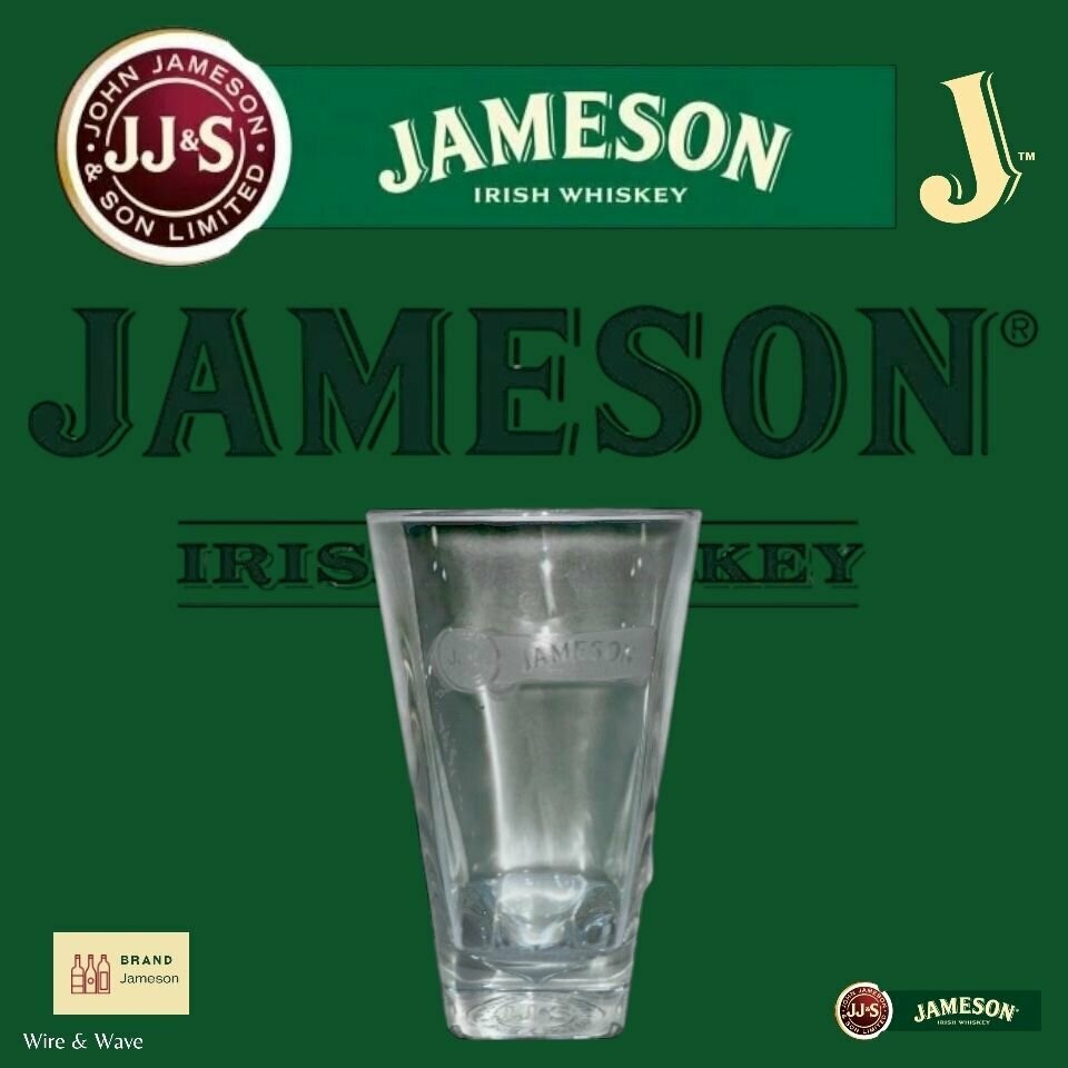 Массивный брендированный бокал Хайбол New Design от Jameson с логотипом и гравировкой на дне, 350мл.