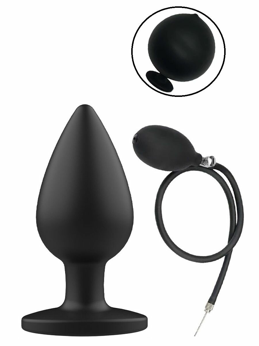 Надувная анальная пробка-расширитель с грушей для ношения, 9см