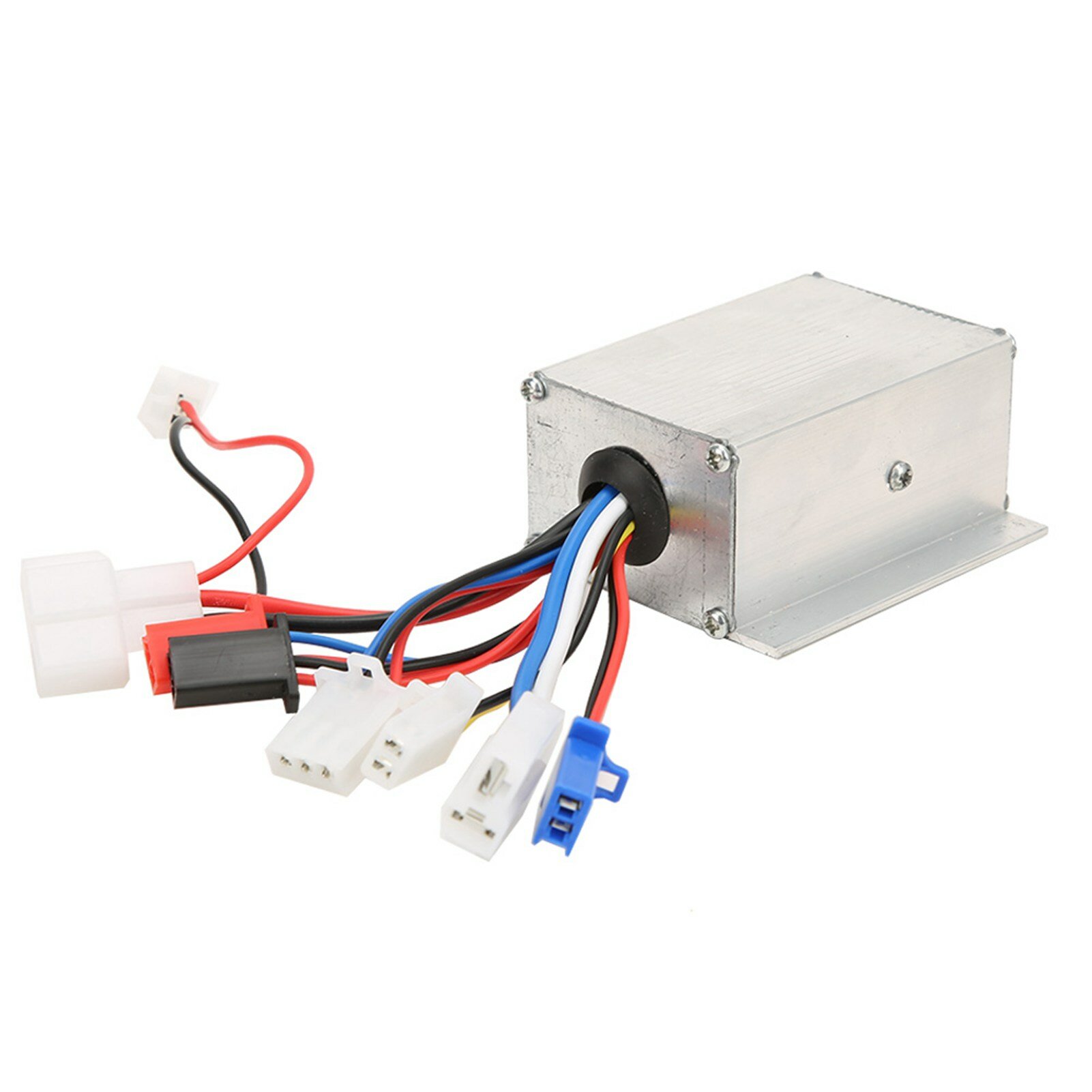 Контроллер для электродвигателя 24V 250W щеточный для электросамоката и электровелосипеда, материал алюминиевый сплав, регулятор скорости 1-4V, защита от низкого напряжения 20V, размер 75*50*35 мм, вес 122 г